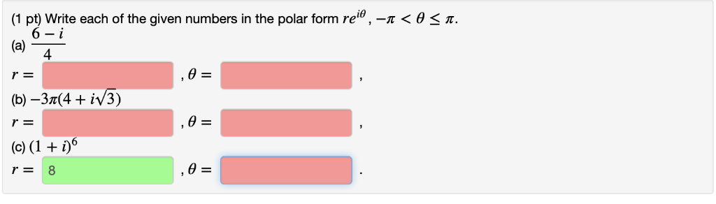 Solved 2. Write each of the given numbers in the polar form | Chegg.com