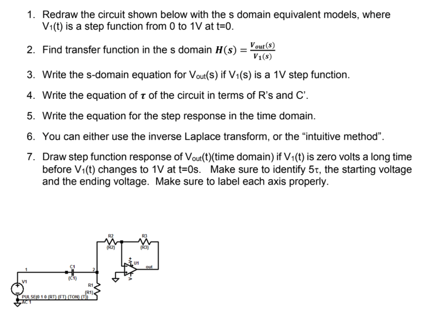 Solved 1. Redraw the circuit shown below with the s domain | Chegg.com