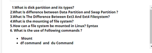 Solved 1. What is disk partition and its types? 2.What Is | Chegg.com