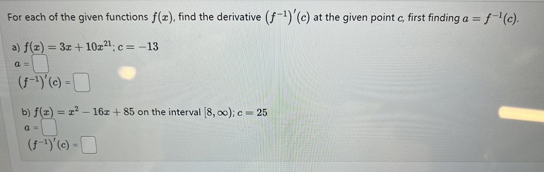 Solved For each of the given functions f(x), find the | Chegg.com