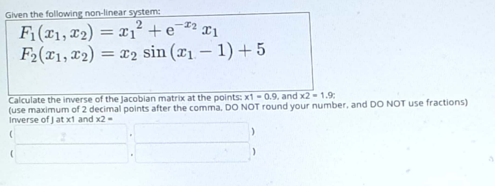 Solved Given the following non-linear system: | Chegg.com
