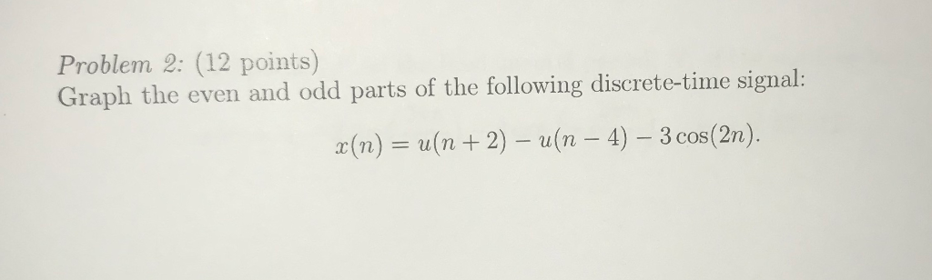 Solved Problem 2: (12 points) Graph the even and odd parts | Chegg.com