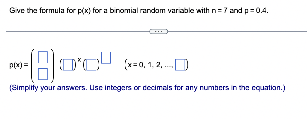 Solved Give the formula for p(x) for a binomial random | Chegg.com