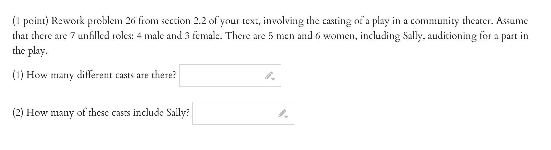 Solved 1 Point Rework Problem 26 From Section 2 2 Of Your