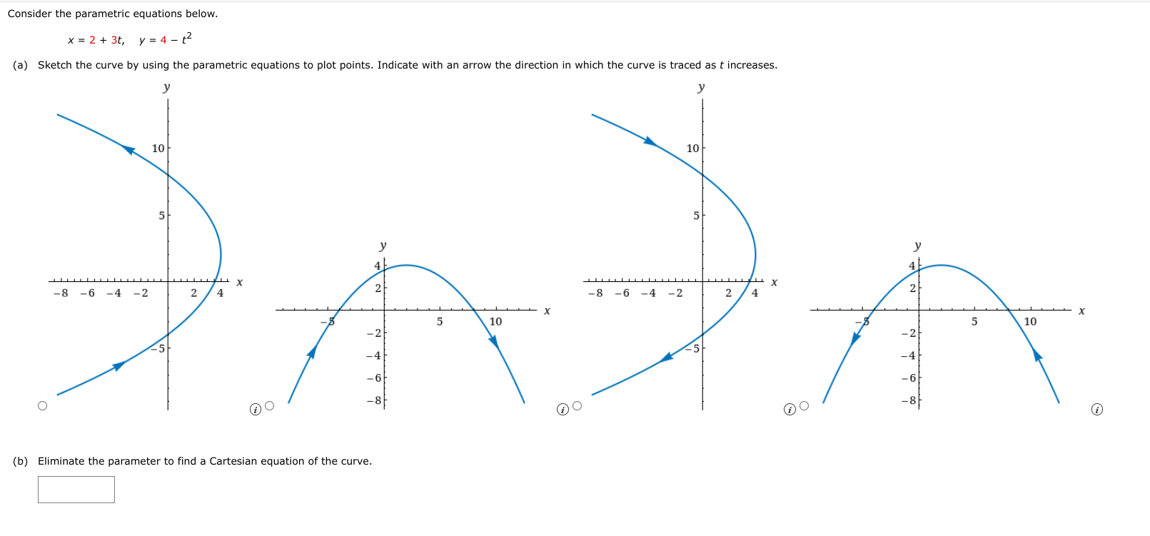Solved Consider the parametric equations below. x = 2 + 3t, | Chegg.com