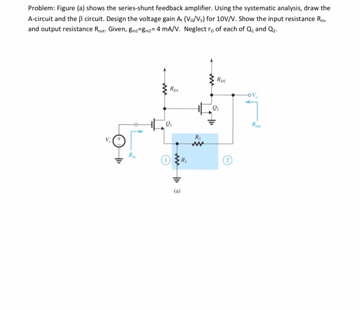 Solved Problem: Figure (a) shows the series-shunt feedback | Chegg.com
