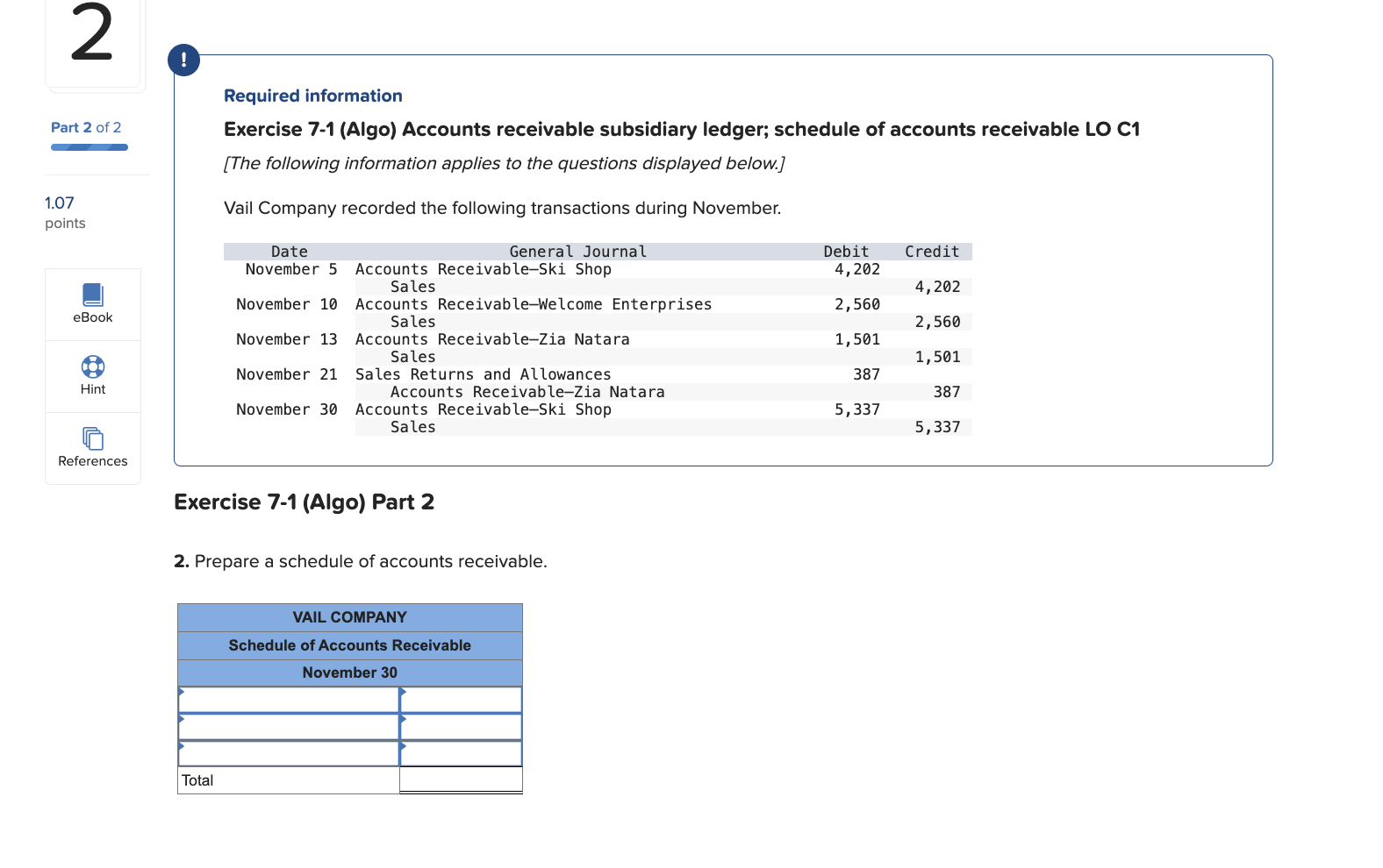 Solved Required informationExercise 7-1 (Algo) ﻿Accounts | Chegg.com