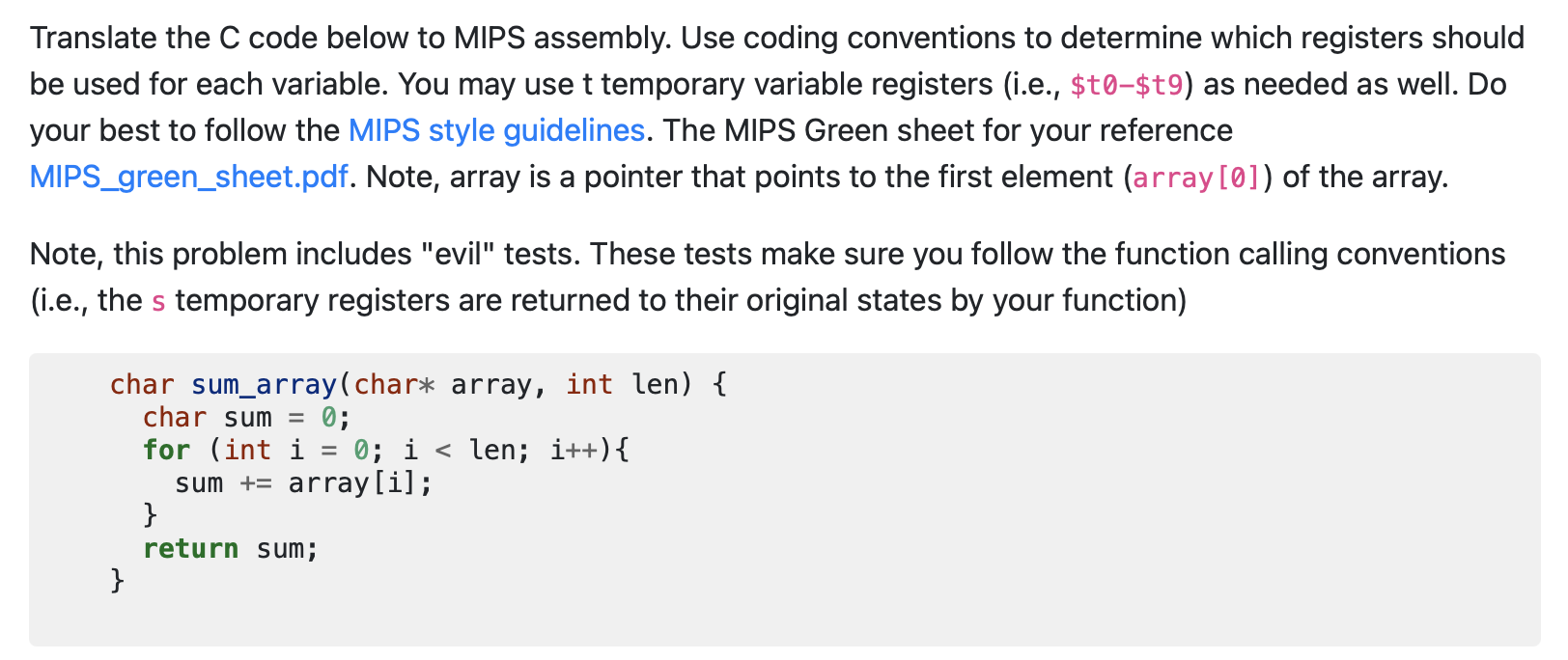 Solved Translate the C code below to MIPS assembly. Use | Chegg.com