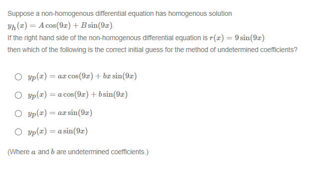 Solved Suppose a non-homogenous differential equation has | Chegg.com