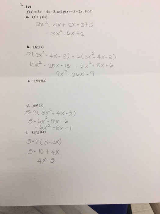 Solved Let F x 3x 2 4x 3 And G 5 2x Find A f Chegg