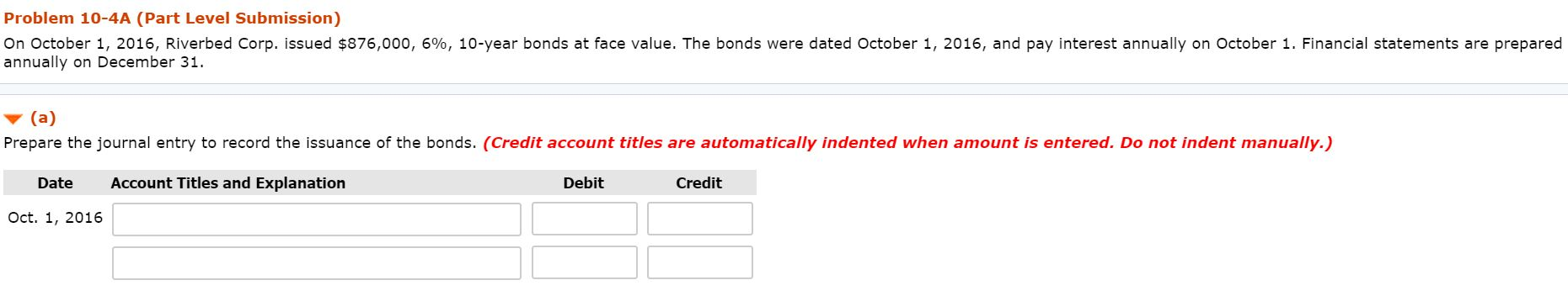 Solved Problem 10-4A (Part Level Submission) On October 1, | Chegg.com
