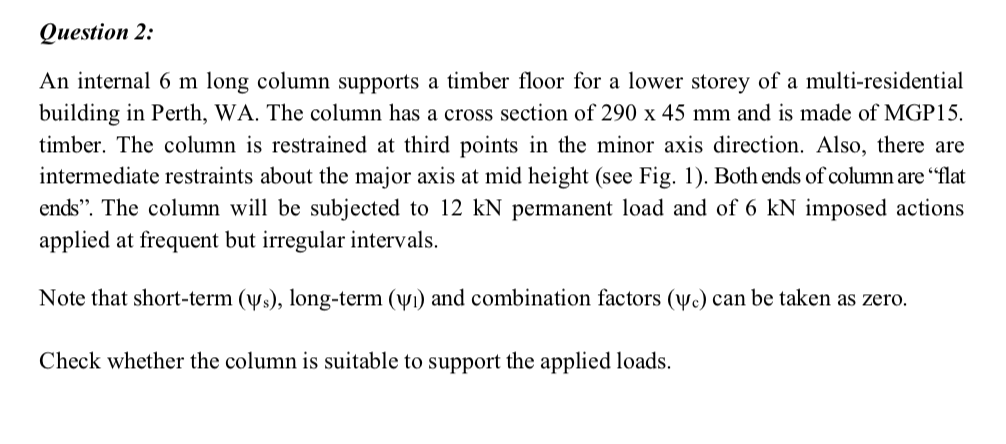 Solved An internal 6 m long column supports a timber floor | Chegg.com