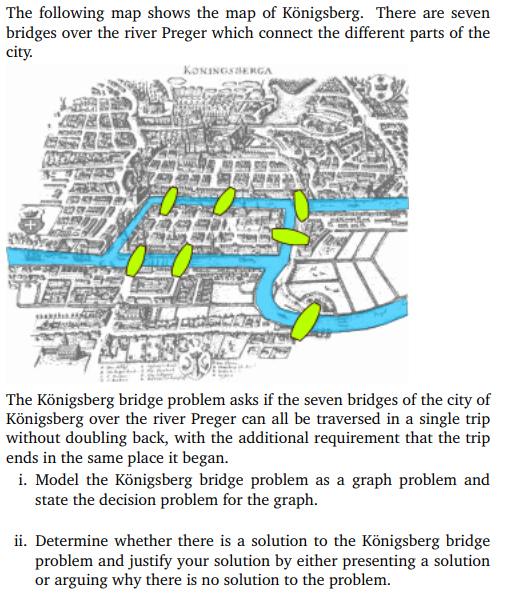 Solved The following map shows the map of Königsberg. There | Chegg.com