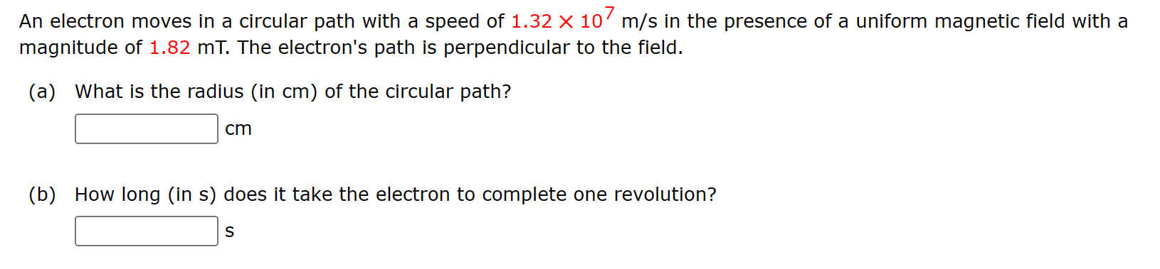 Solved An electron moves in a circular path with a speed of | Chegg.com