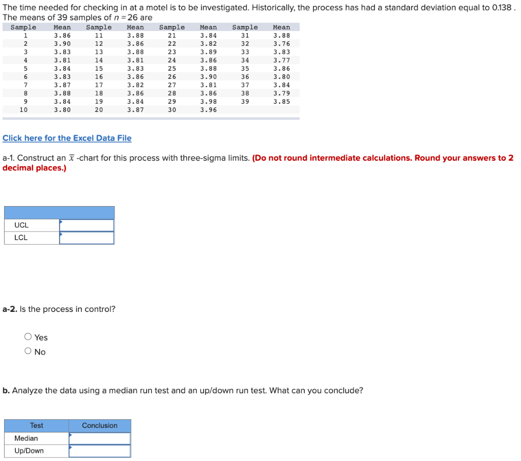 [Solved]: The means of 39 samples of ( n=26 ) are Click