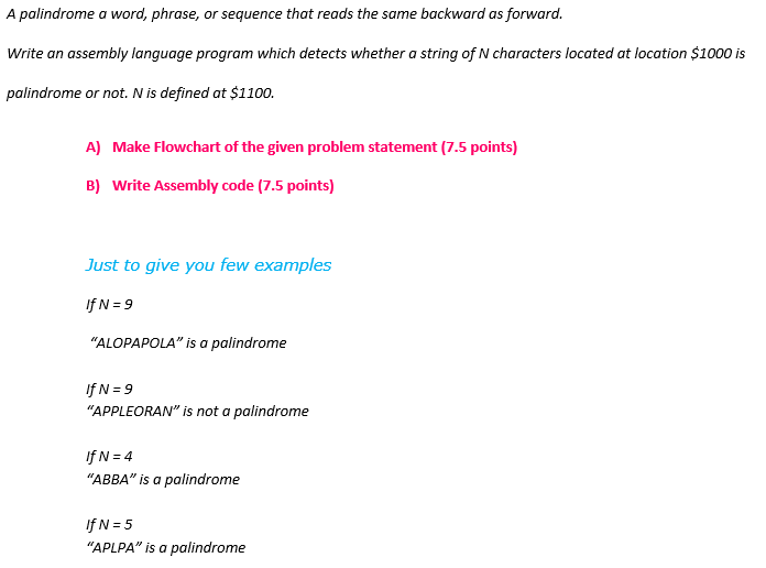 Solved A palindrome a word, phrase, or sequence that reads | Chegg.com