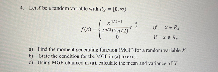 Solved 4. Let X be a random variable with RX=[0,∞) | Chegg.com