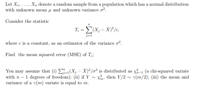 Solved Let Xi, ..., X, denote a random sample from a | Chegg.com