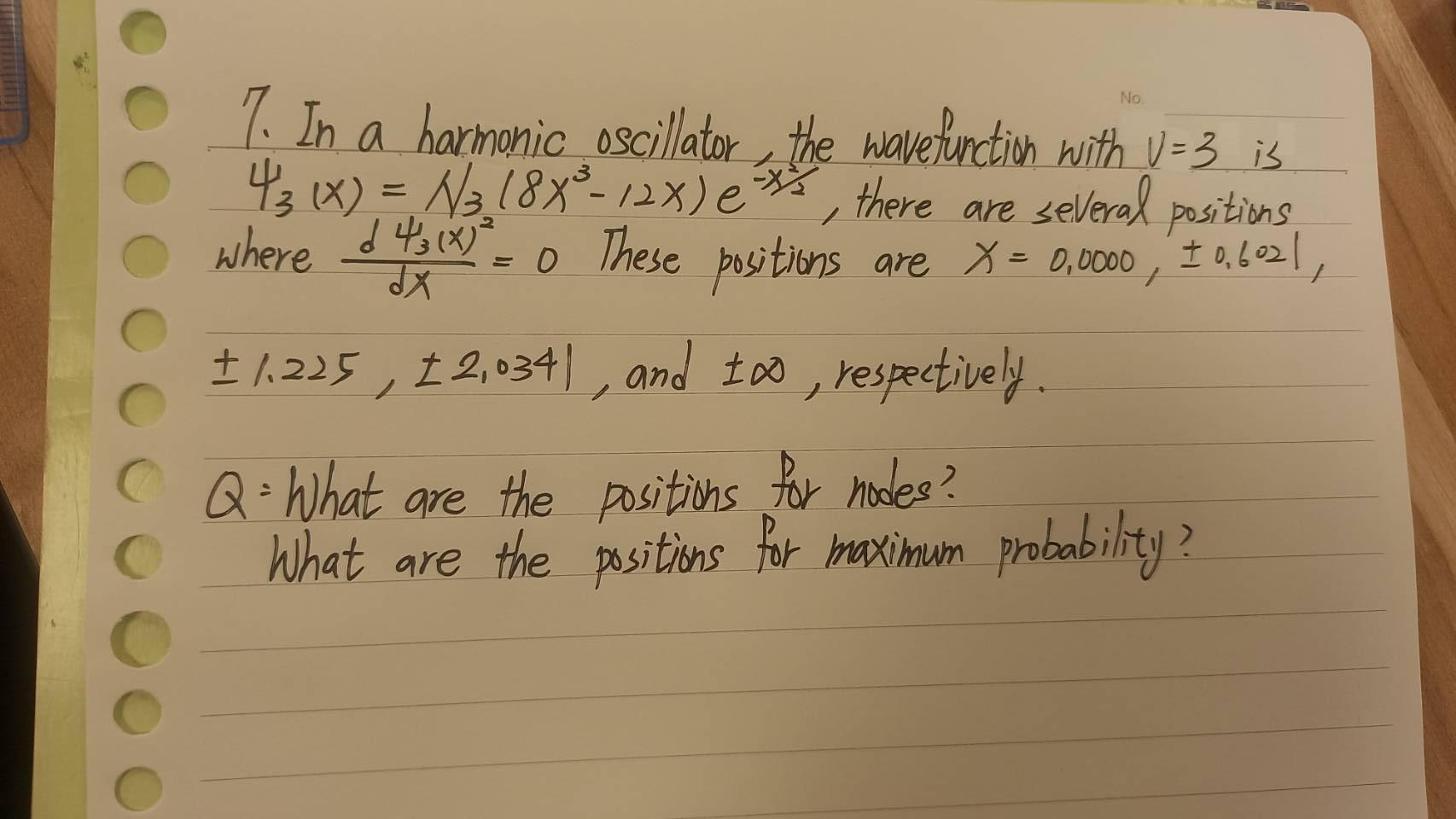 Solved 7. In a harmonic oscillator the wavefunction with V=3 | Chegg.com