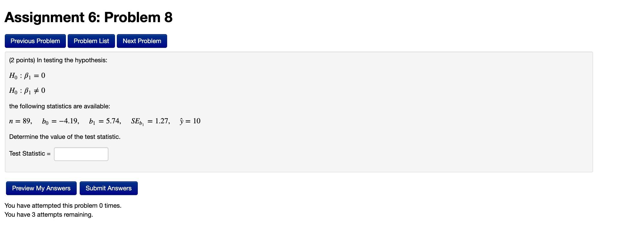 Solved Assignment 6: Problem 8 Previous Problem Problem List | Chegg.com