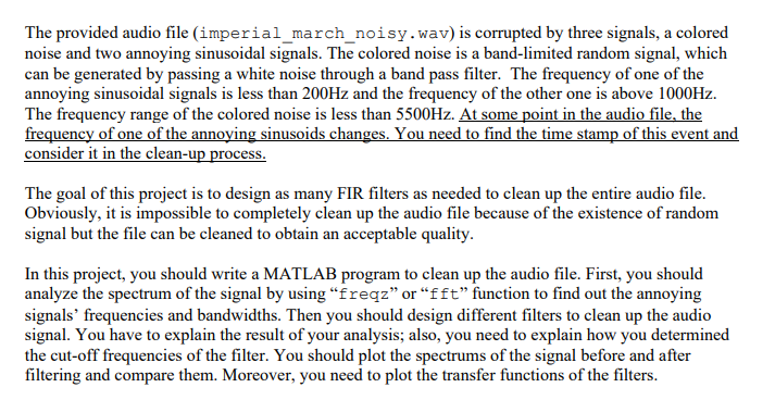 Solved The provided audio file (imperial_march_noisy.wav) is | Chegg.com