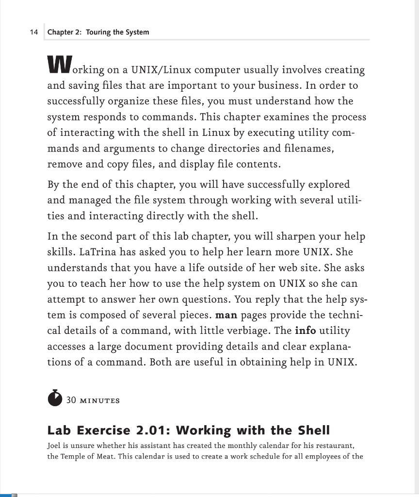 Solved 14 Chapter 2: Touring the System Working on a | Chegg.com
