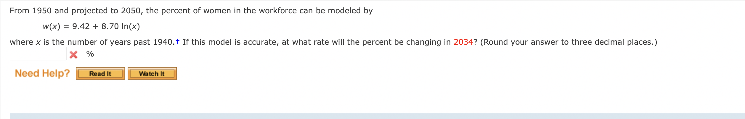 Solved From 1950 and projected to 2050 , the percent of | Chegg.com