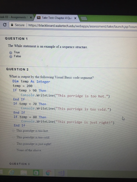 Solved The While statement is an example of a sequence | Chegg.com