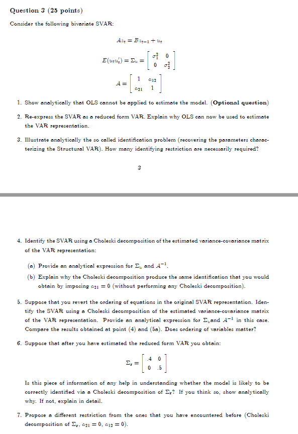 Question 3 (25 points) Consider the following | Chegg.com