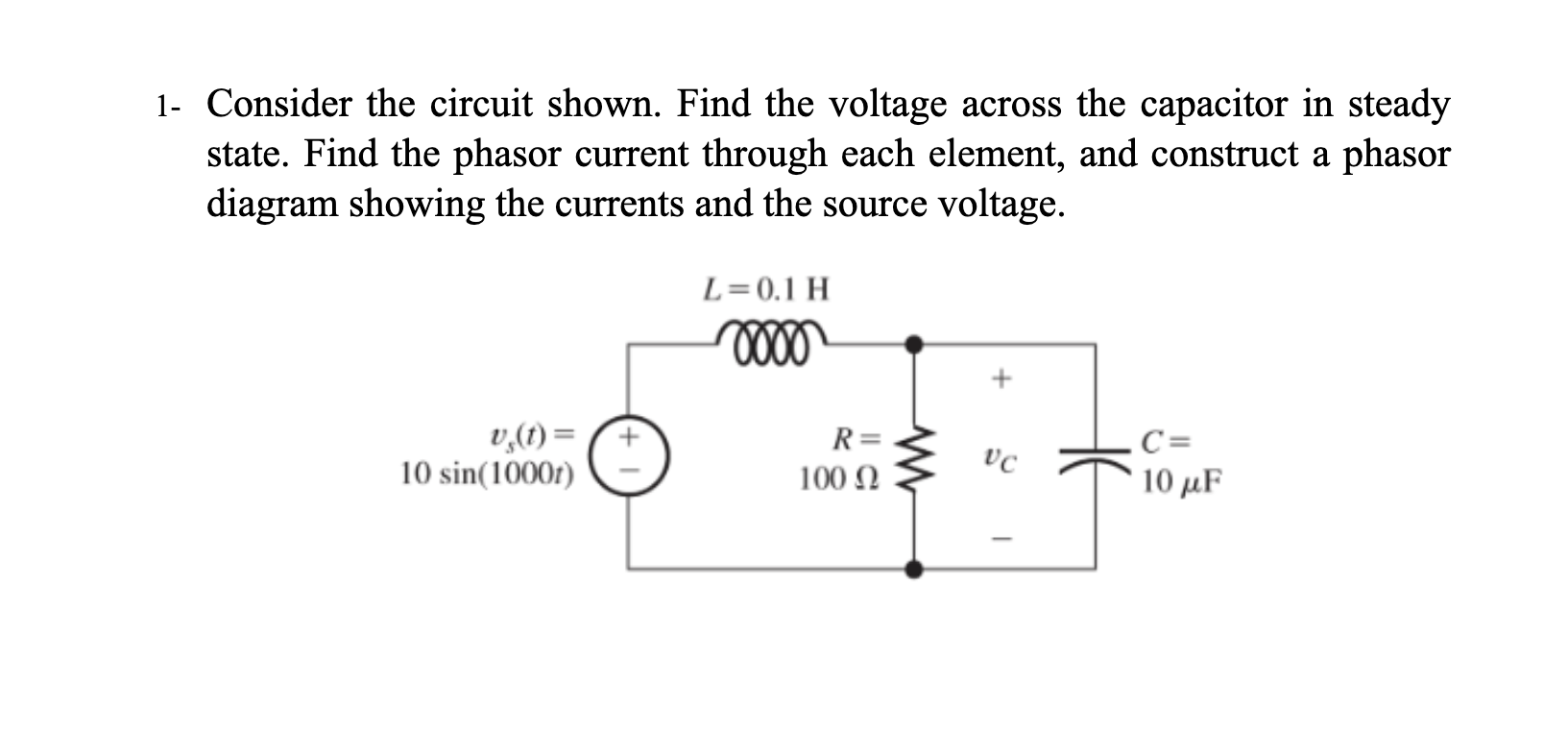 Solved 1- Consider the circuit shown. Find the voltage | Chegg.com