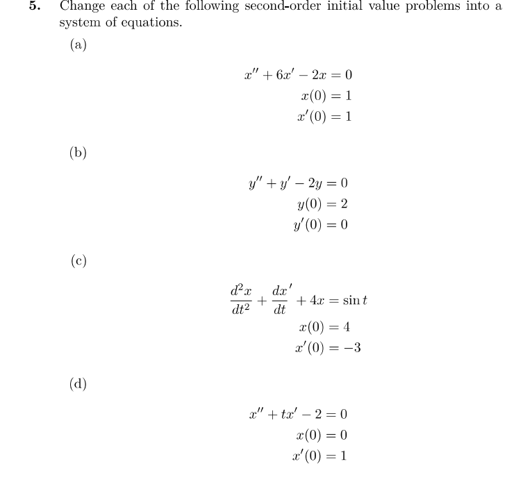 Solved Change each of the following second-order initial | Chegg.com