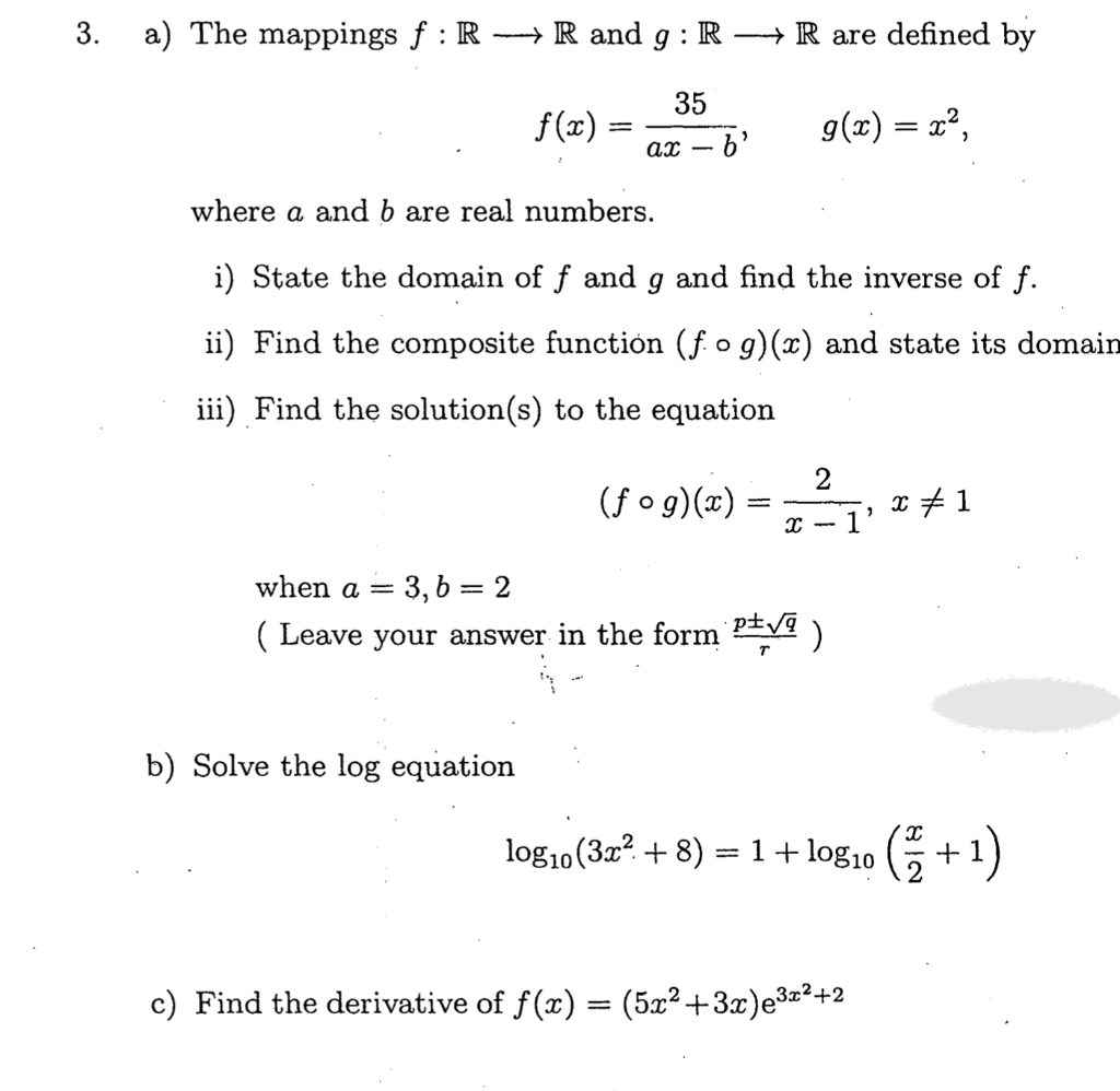 Solved a) The mappings f:R R and g:R R are defined by | Chegg.com
