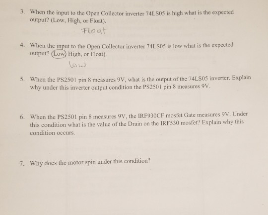 Solved 3. When the input to the Open Collector inverter | Chegg.com