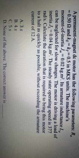 A permanent magnet dc motor has the following | Chegg.com