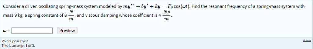 Solved Consider a driven oscillating spring-mass system | Chegg.com
