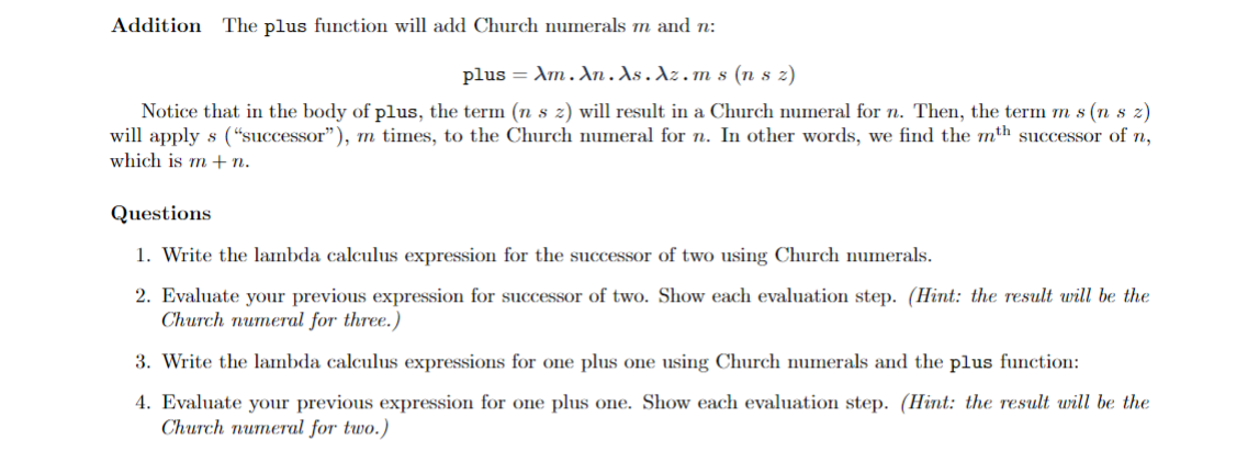 Solved Church numerals are a representation of natural | Chegg.com