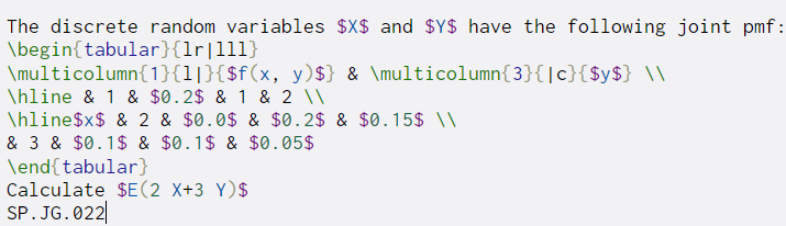 Solved The discrete random variables $X$ and $y$ have the | Chegg.com