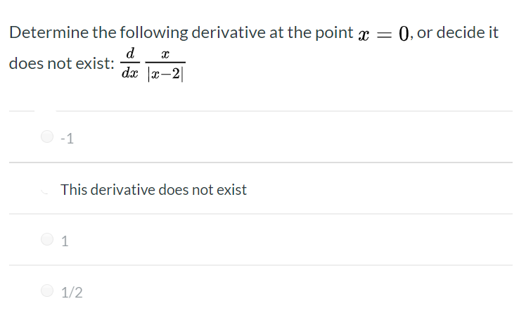 Solved Determine the following derivative at the point x = | Chegg.com