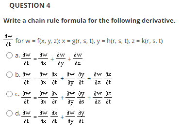 Solved Write a chain rule formula for the following | Chegg.com