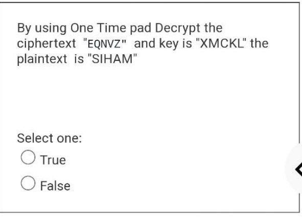 Solved By using One Time pad Decrypt the ciphertext "EQNVZ" | Chegg.com
