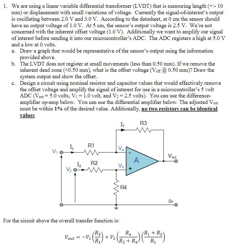 Solved 1. We are using a linear variable differential | Chegg.com