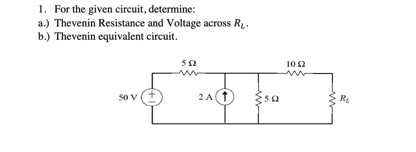Solved 1. For the given circuit, determine: a.) Thevenin | Chegg.com