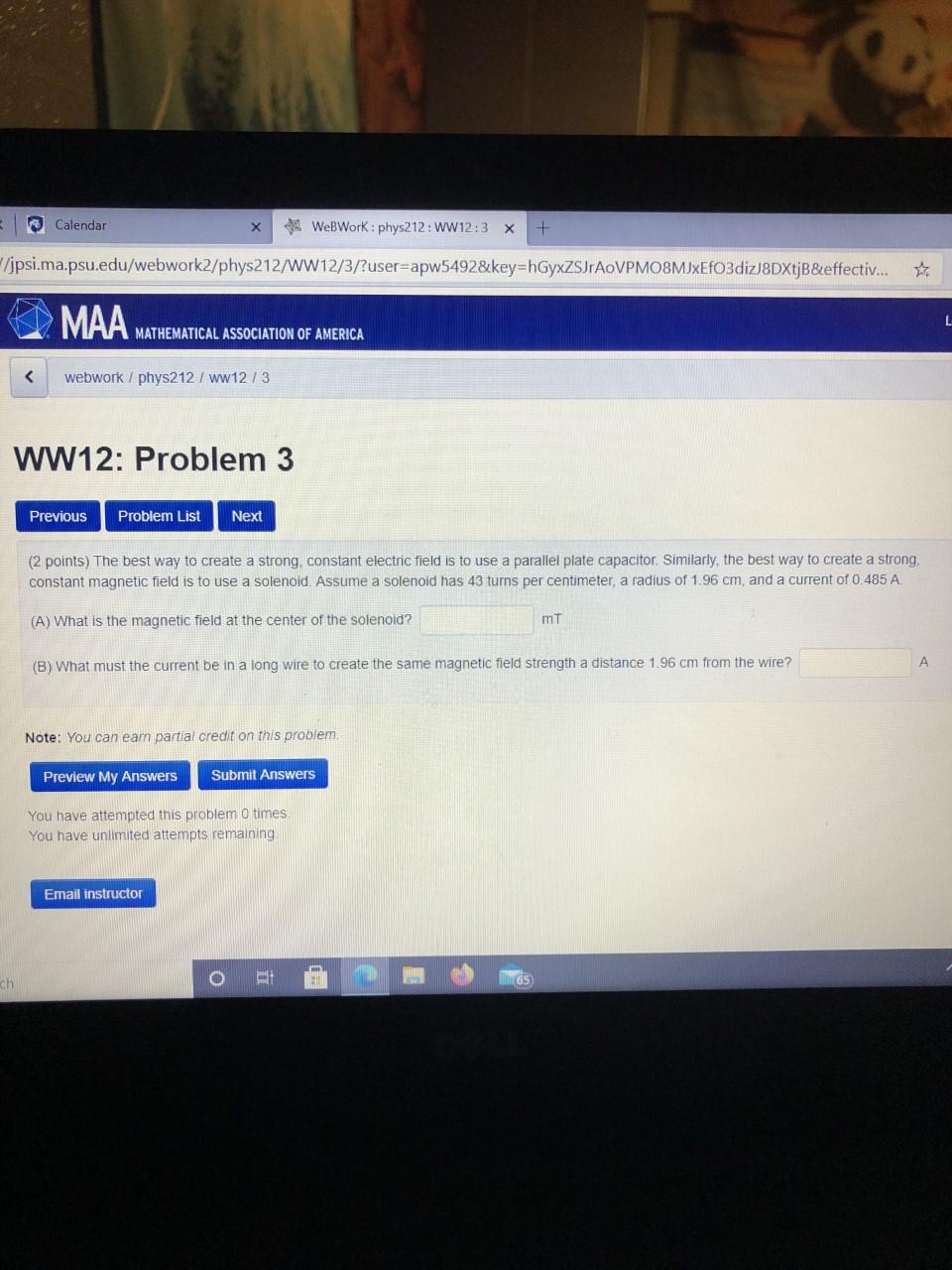 Solved @ Calendar 4 WebWork: phys212: WW12:3 X + | Chegg.com