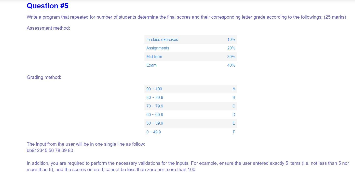 Solved Question #5 Write a program that repeated for number | Chegg.com