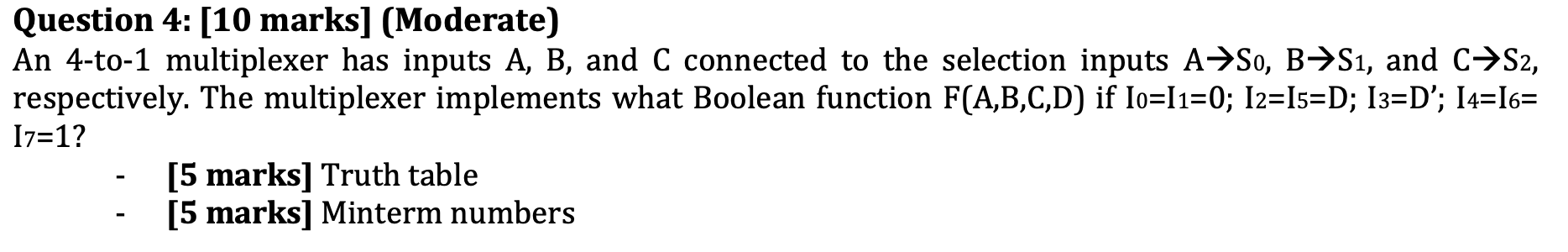 Solved Question 4 10 Marks Moderate An 4 To 1 0382