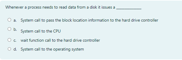Solved Whenever a process needs to read data from a disk it | Chegg.com