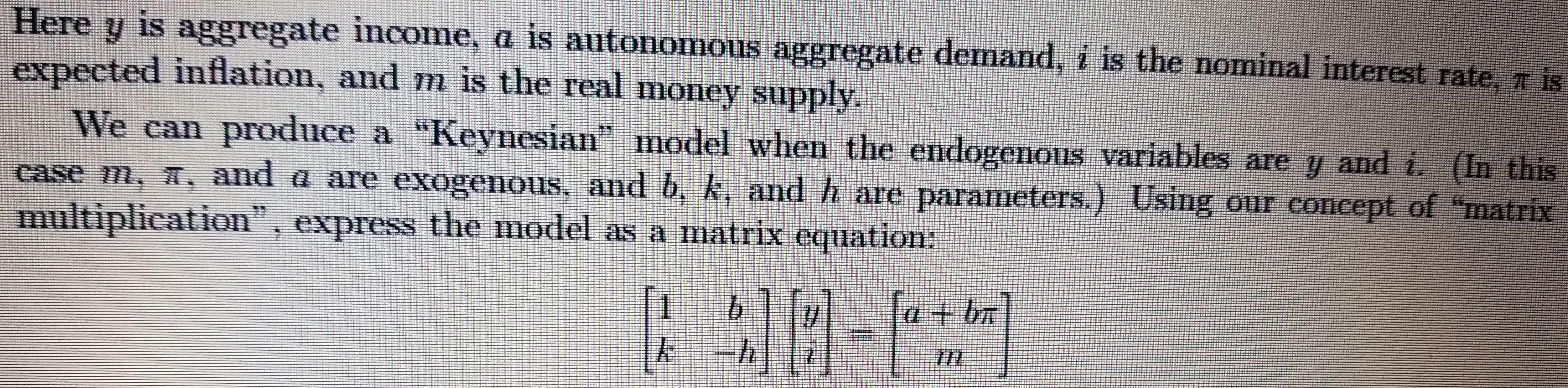 Exercise 11.7 Linear Comparative Statics: | Chegg.com
