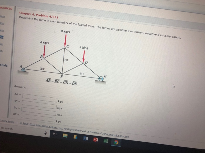 Solved Chapter 4, Problem 4/111 Determine the force in each | Chegg.com