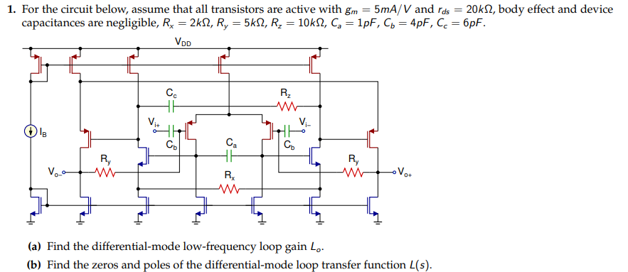 1. For the circuit below, assume that all transistors | Chegg.com