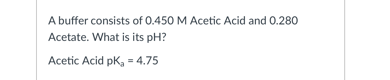 Solved A buffer consists of 0.450M Acetic Acid and 0.280 | Chegg.com